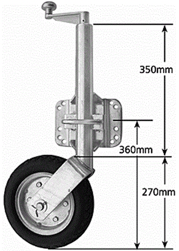 JW11UBHDG Heavy Duty Galvanized Jockey Wheel with U-Bolt Bracket