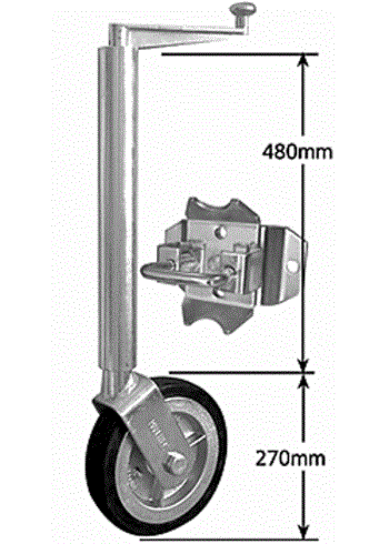 JW8 1250kg 10 Jockey Wheel with U-Bolt swivel clamp